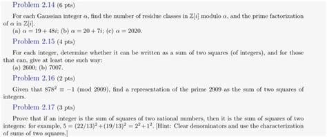 solved problem 2 14 6 pts for each gaussian integer a