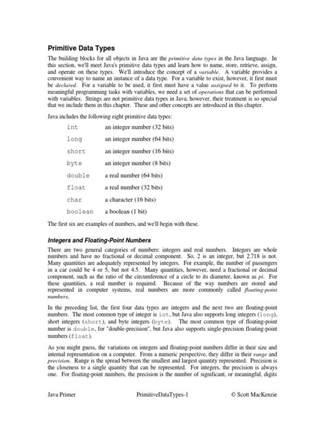 primitive data types pdf data type boolean data type