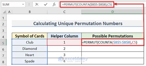 how to create permutation table in excel 4 easy methods