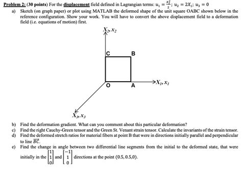 solved problem 2 30 points for the displacement field defined in lagrangian terms u 2x v
