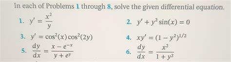 solved in each of problems 1 through 8 solve the given
