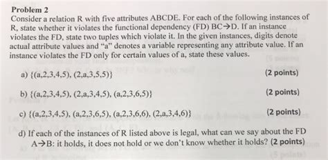solved problem 2 consider a relation r with five attributes