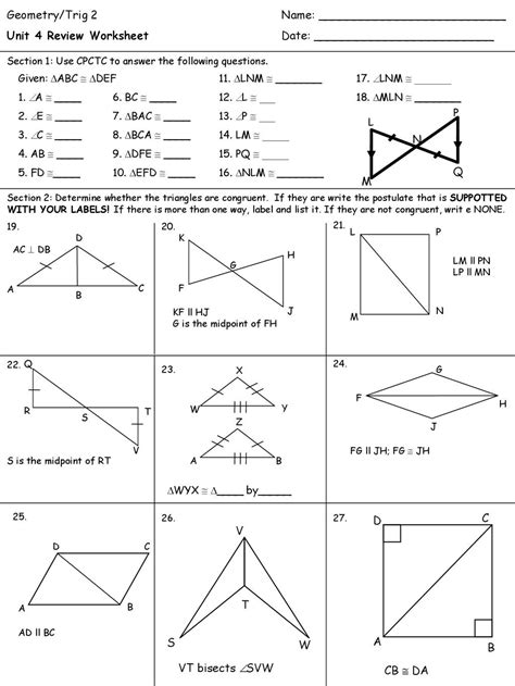 points of concurrency worksheet