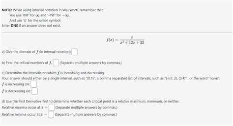 note when using interval notation in webwork