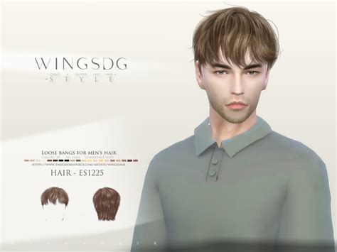 The Sims Resource Wings Es1227 Loose Bangs For Mens Hair