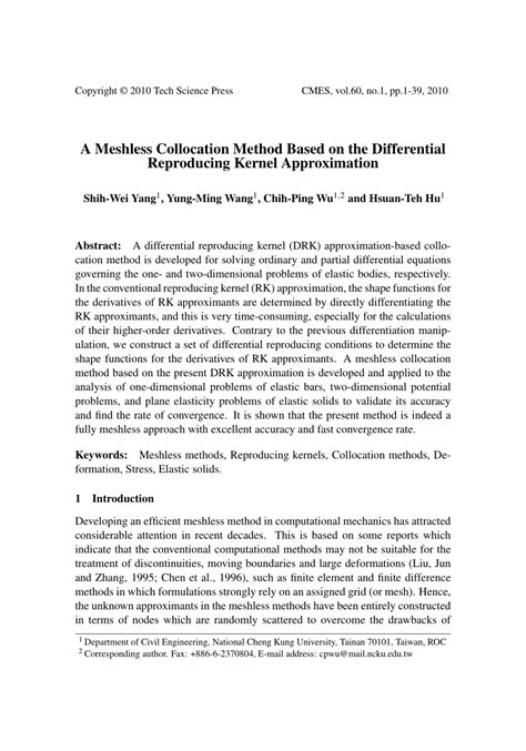 pdf a meshless collocation method based on the differential reproducing kernel interpolation