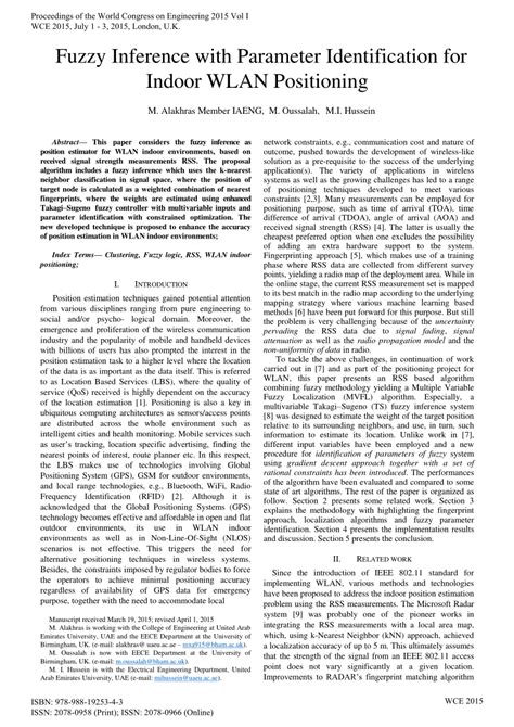 pdf fuzzy inference with parameter identification for indoor wlan positioning