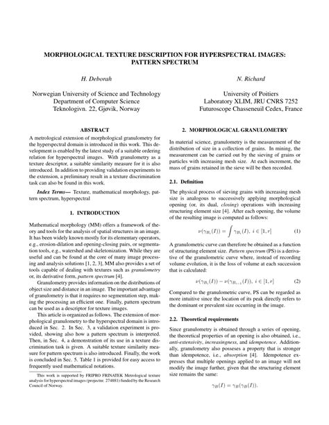 pdf morphological texture description for hyperspectral images pattern spectrum