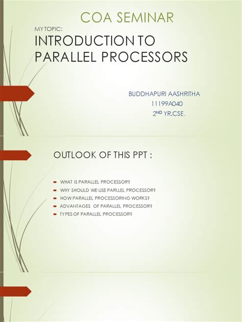 introduction to parallel processors coa seminar pdf parallel computing central processing