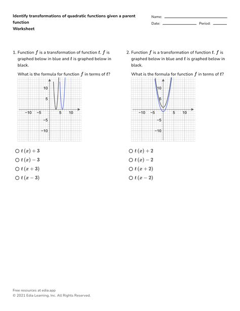 43 transformations of quadratic functions worksheet worksheet online