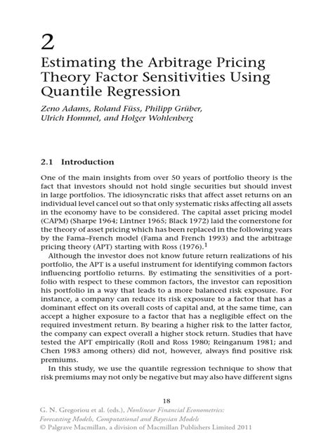 estimating the arbitrage pricing theory factor sensitivities using quantile regression pdf