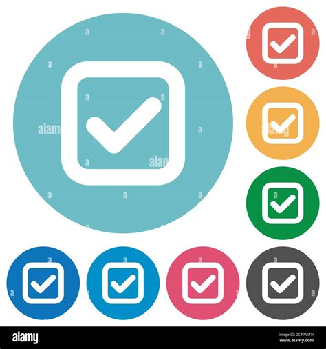 Flat Checkbox Icon Set On Round Color Background Stock Vector Image
