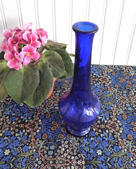 Cobalt Blue Glass Vase 1940s Art Deco Paneled Bud Vase Vintage Art Gla Antiques And Teacups