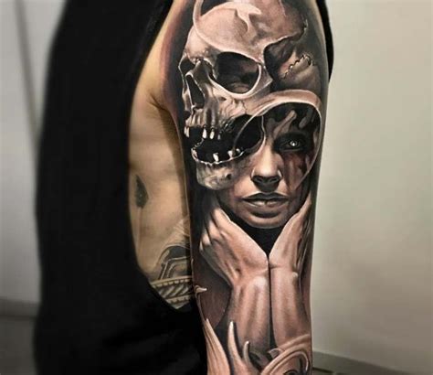 Girl Face With Skull Tattoo By Arlo Tattoos Post 25029 Skull Face Tattoo Skull Tattoo Girl