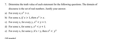 solved 7 determine the truth value of each statement for