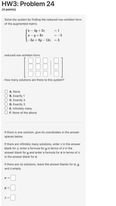 solved solve the system by finding the reduced row echelon