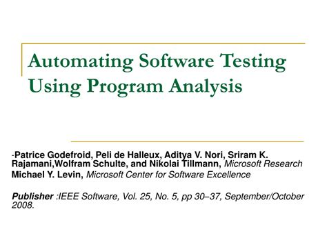 ppt automating software testing using program analysis powerpoint presentation id 9556831