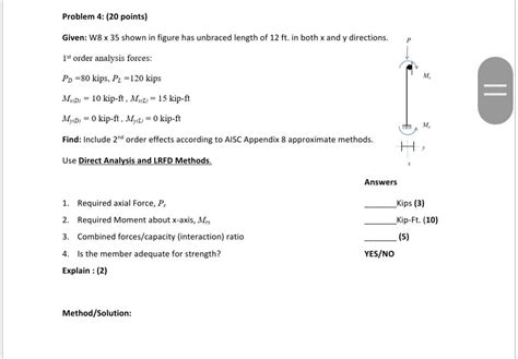 solved problem 4 20 points given w8 x 35 shown in figure