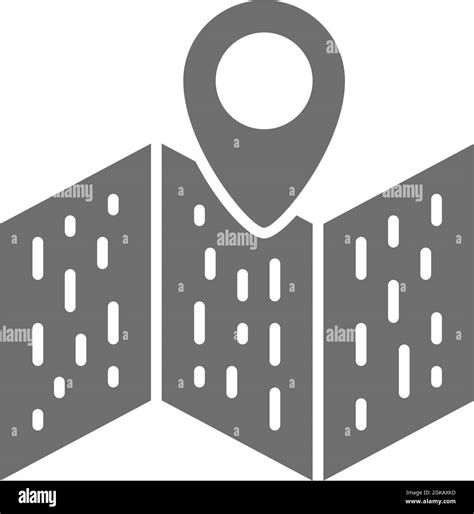 Map With Pointer Navigation Location Pin Grey Icon Stock Vector Image
