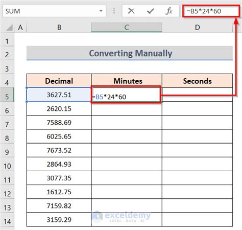 how to convert decimal to time in excel using formula