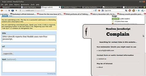 gnu librejs reports that reddit uses non free javascript r bugs
