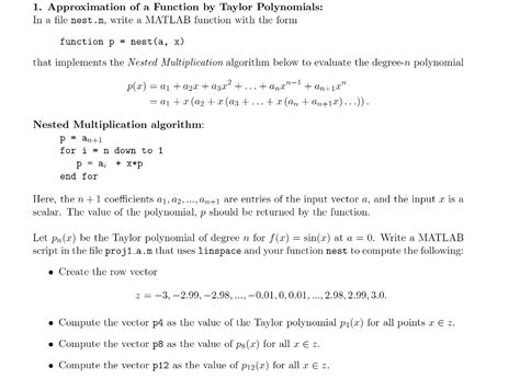 1 approximation of a function by taylor polynomials