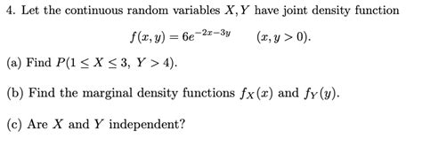 solved 4 let the continuous random variables x y have joint