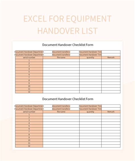 Free Equipment Turnover Templates For Google Sheets And Microsoft Excel