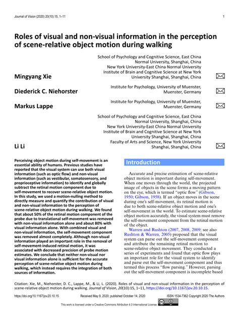 pdf roles of visual and non visual information in the perception of scene relative object
