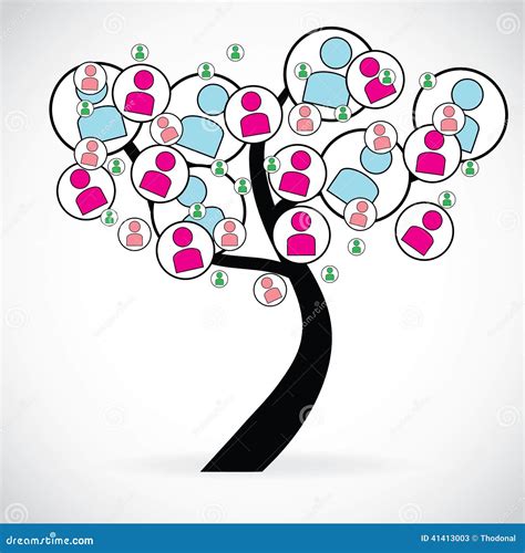 Concept Of Social Networks Through An Illustration With A Tree Stock