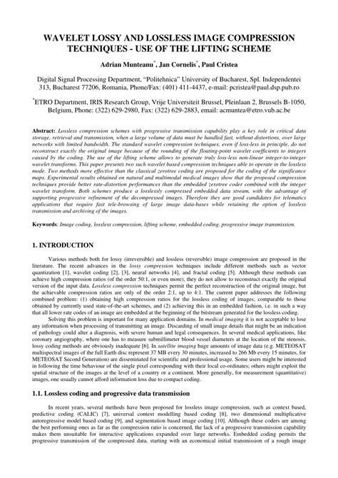 pdf wavelet lossy and lossless image compression techniques use of the lifting scheme
