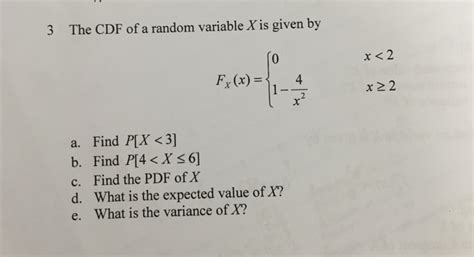 solved the cdf of a random variable x is given by f x x
