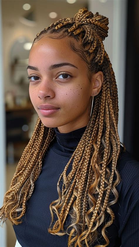 25 Mixed Blonde Knotless Braids To Sparkle In 2024 In 2024 Braids With Curls Long Hair Styles