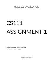 CS111 ASSIGNMENT Docx The University Of The South Pacific CS111