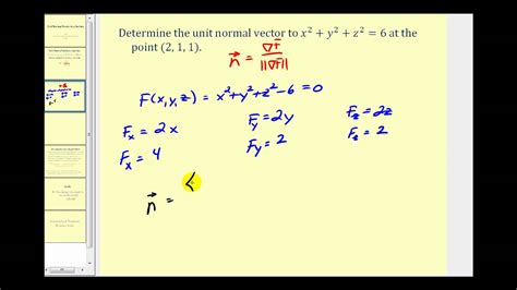 determining a unit normal vector to a surface youtube