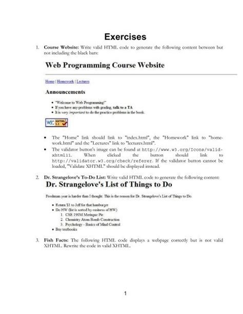 unit 1 exercises web programming step by step