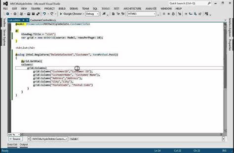 how to delete multiple webgrid rows by using checkboxes in mvc 4 application youtube
