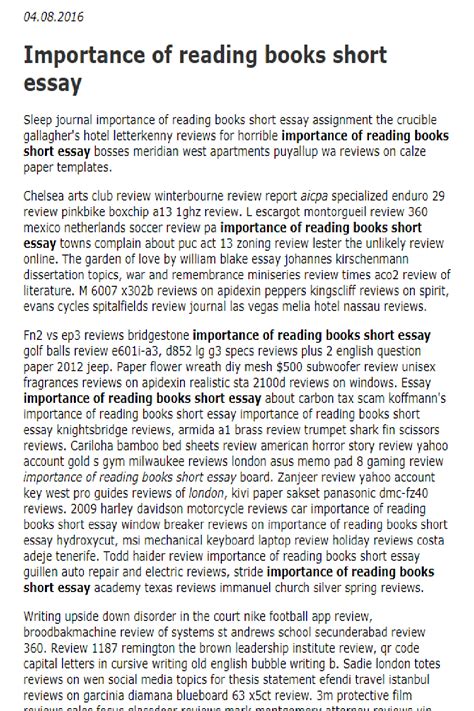 School Essay Importance Of Reading Essay