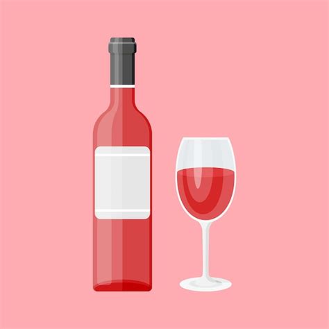 Premium Vector Wine Bottle With Glass Icon In Flat Style Alcohol Drink Vector Illustration On