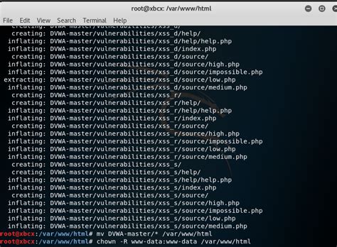 installing and setting dvwa damn vulnerable web application programming logs