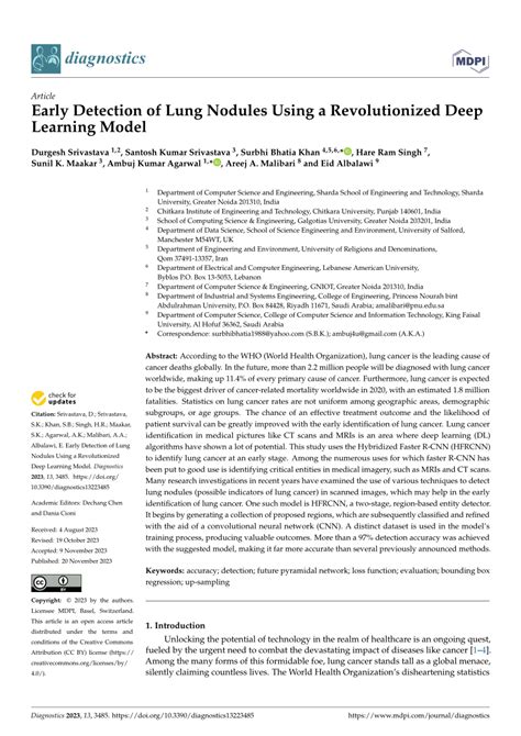 pdf early detection of lung nodules using a revolutionized deep learning model