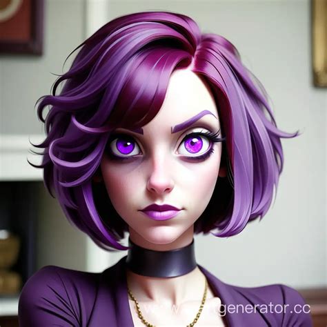 Aristocratic Bobhaired Girl With Purple Eyes Elegant Milf And Her Daughter Ai Art Generator
