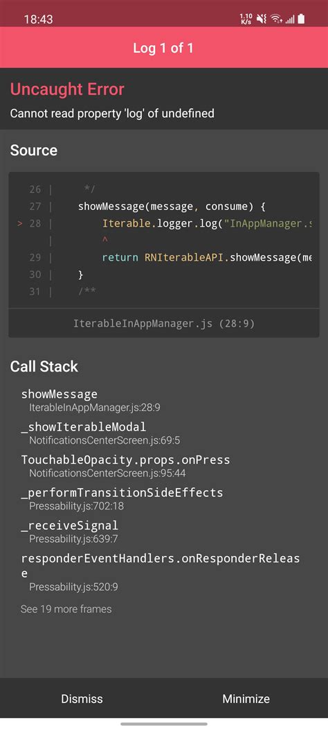 cannot read property log of undefined js engine hermes · issue 379 · iterable react native