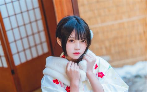Cherryneko Lips Asian Women Black Hair Kimono 5849x3685 Wallpaper Wallhavencc