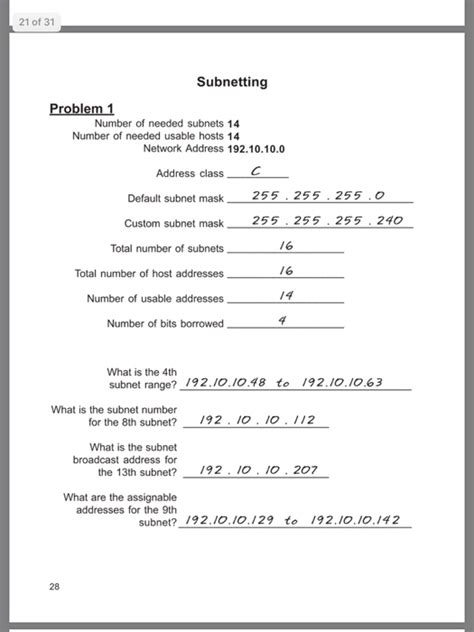 solved 21 of 31 subnetting problem 1 number of needed