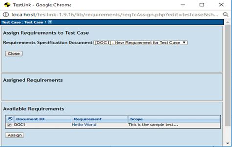 testlink assign requirement to testlink software testing class