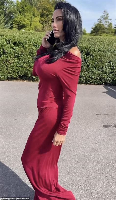 Katie Price Flaunts Her Surgically Enhanced Figure In A Burgundy