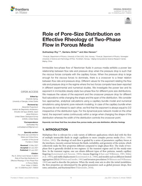 pdf role of pore size distribution on effective rheology of two phase flow in porous media