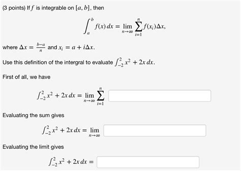 solved if f is integrable on [a b] then integral a b f x