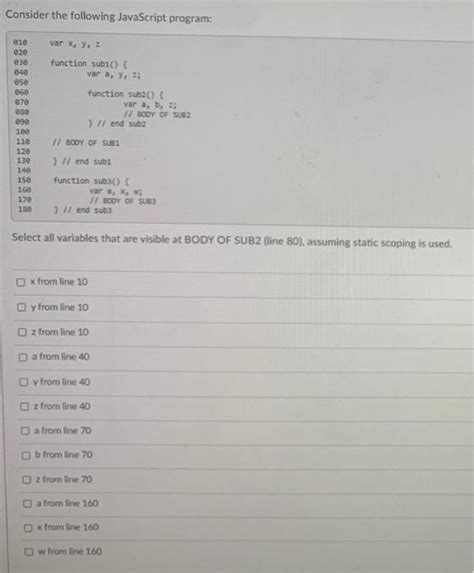 solved consider the following javascript program var x y